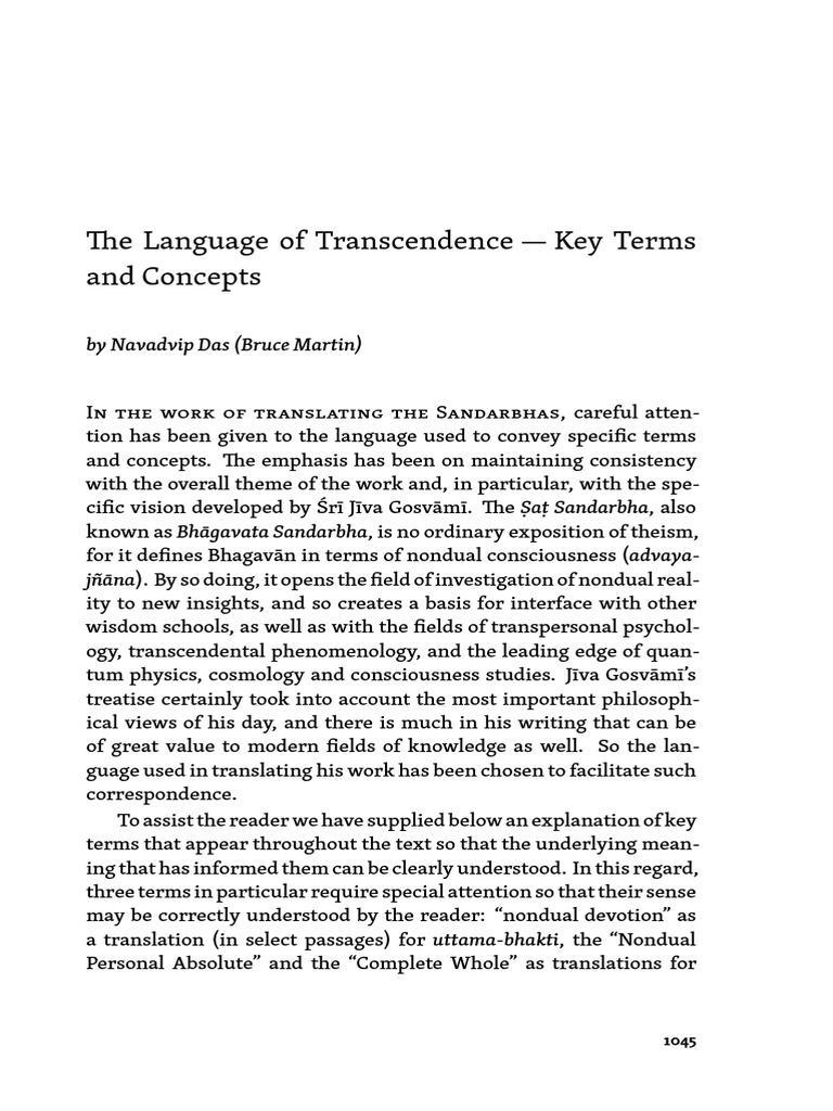 Language of Transcendence | PDF | Absolute (Philosophy) | Nondualism