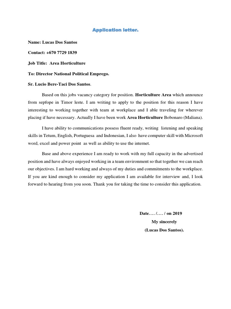 Aplication Letter | PDF