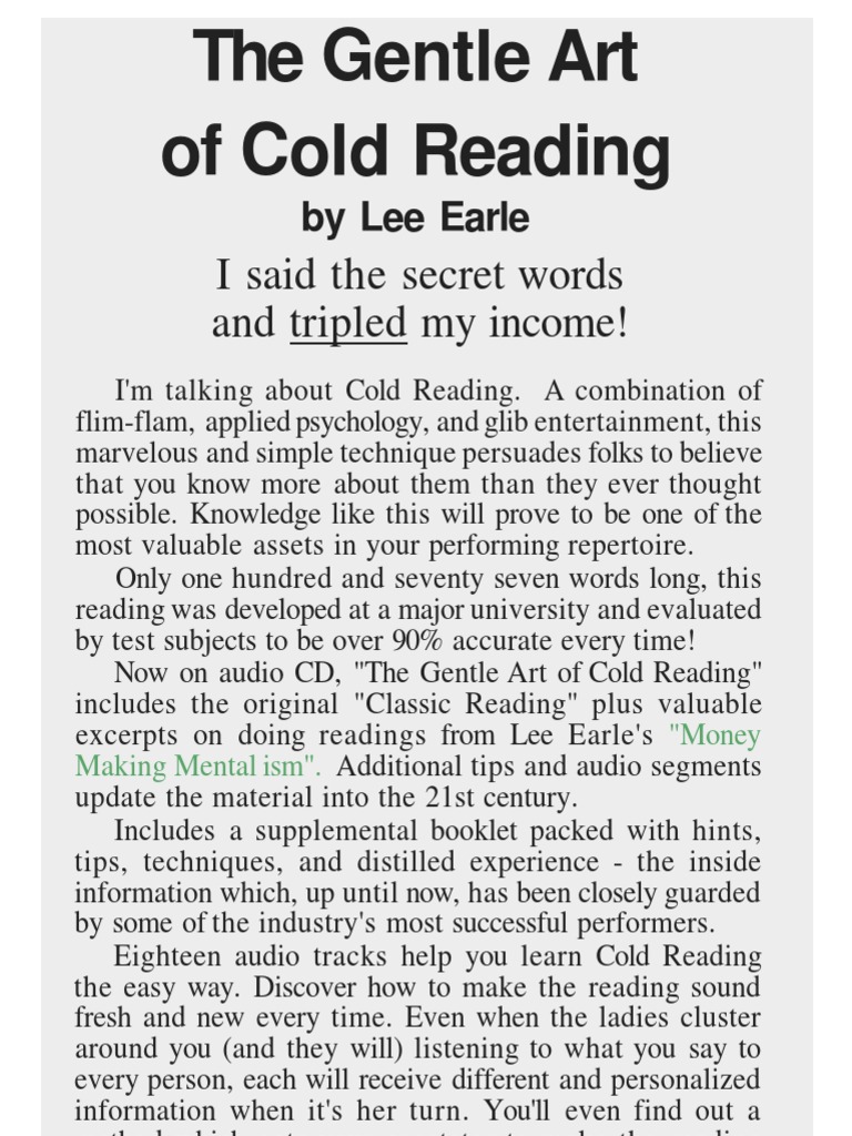 The Gentle Art of Cold Reading | PDF | Extraversion And Introversion ...