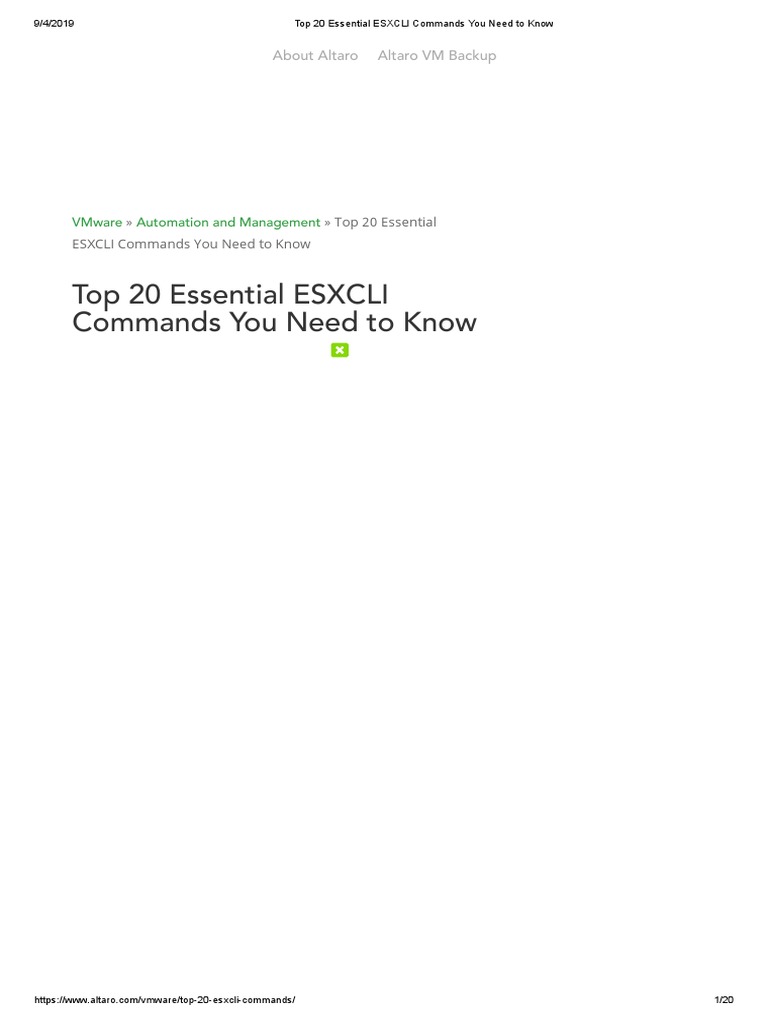 Top 20 Essential ESXCLI Commands You Need To Know | PDF | Virtual Machine | Digital Technology