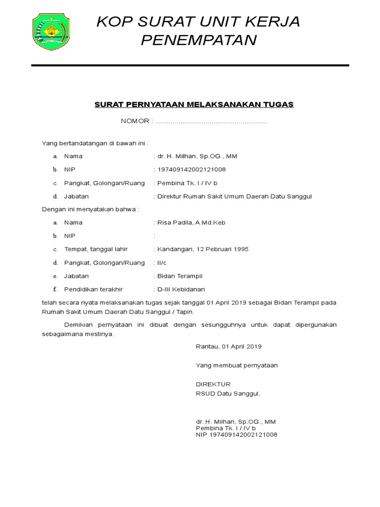 Contoh SPMT untuk PNS dan PPPK | PDF