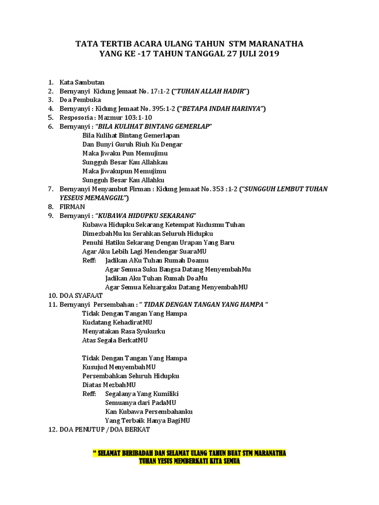 Tata Tertib Acara Ulang 17 | PDF