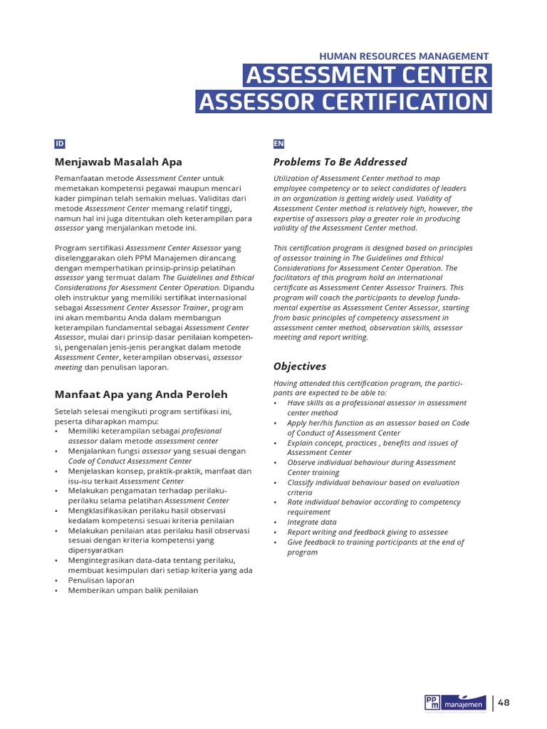 Assessment Center Assessor Certification: Menjawab Masalah Apa | PDF | Psychology | Behavioural ...
