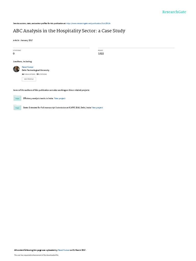 ABC Analysis in The Hospitality Sector: A Case Study: January 2017 ...