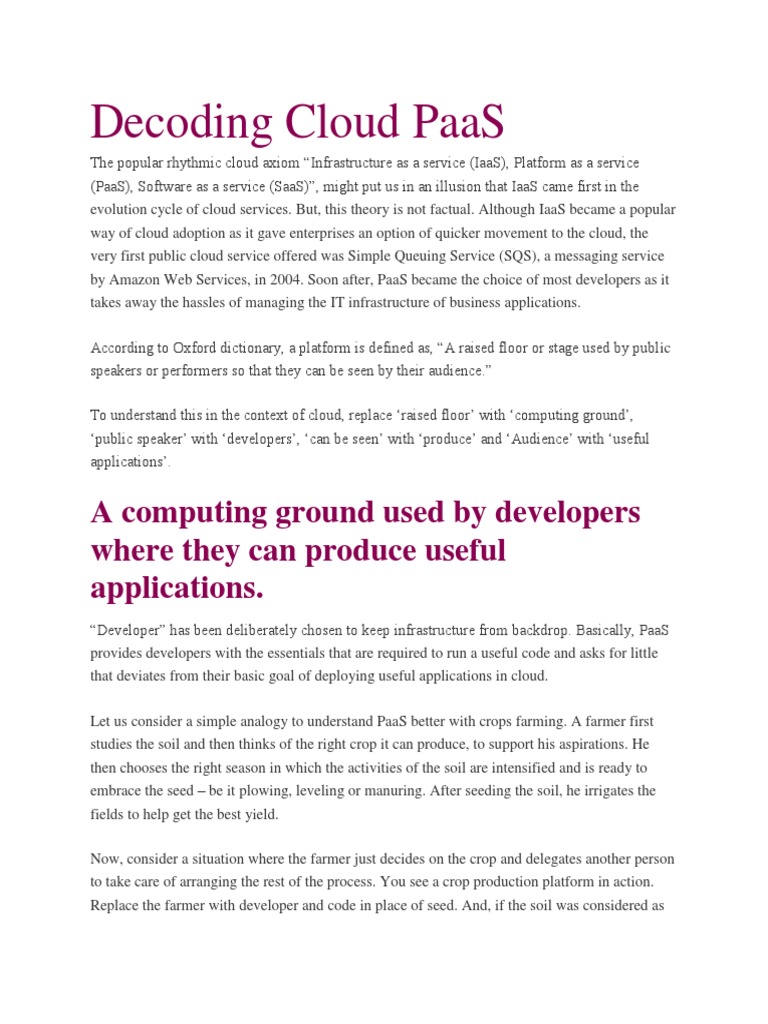 Decoding Cloud Paas | PDF | Platform As A Service | Cloud Computing