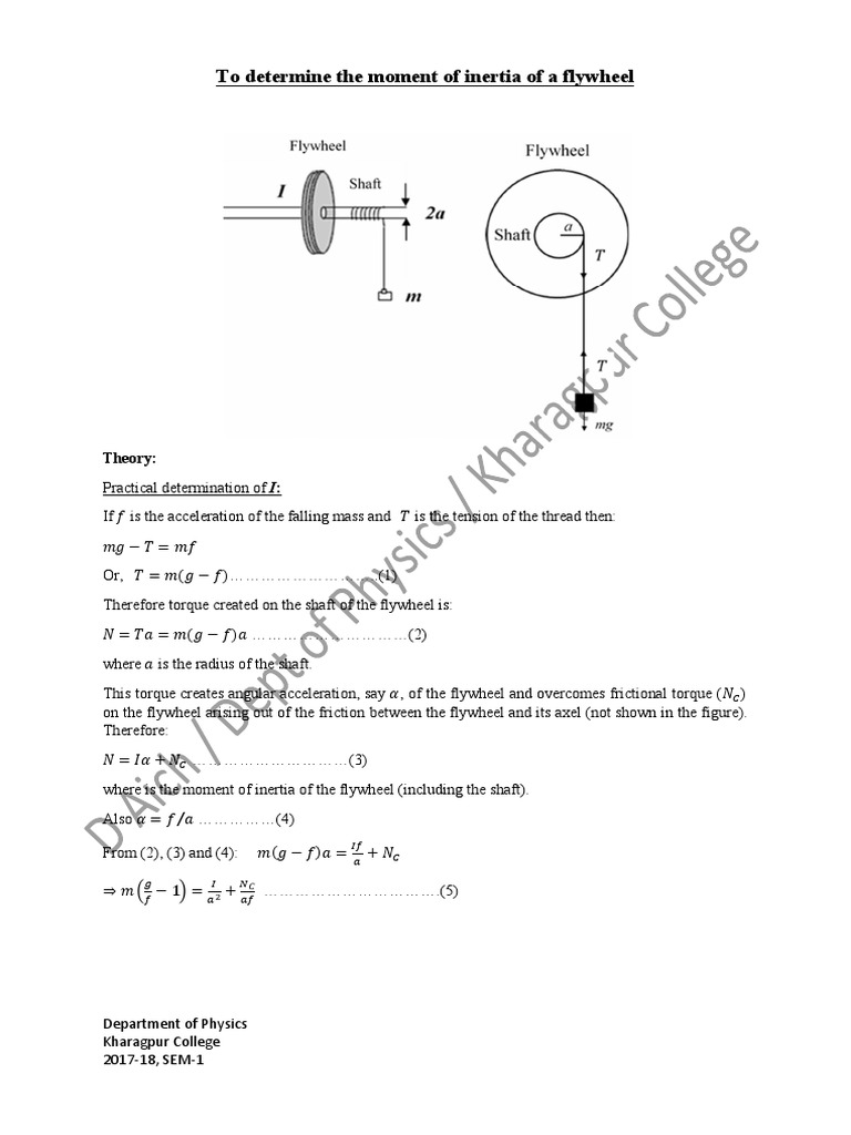Moment of Inertia of A Fly Wheel Modefied 11.11.17 | PDF | Torque | Physics