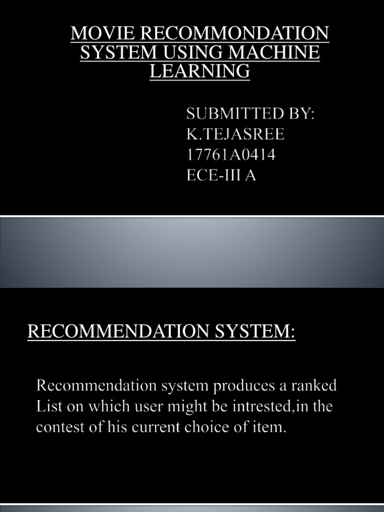 Movie Recommondation System Using Machine Learning | PDF
