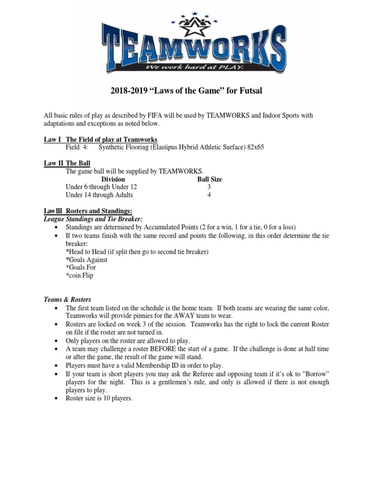 Futsal Rules 2018-2019 Guide | PDF | Association Football | Referee