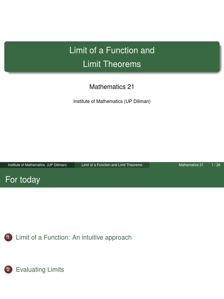 Limit Of A Function And Limit Theorems Mathematics 21 Pdf Limit Mathematics Function