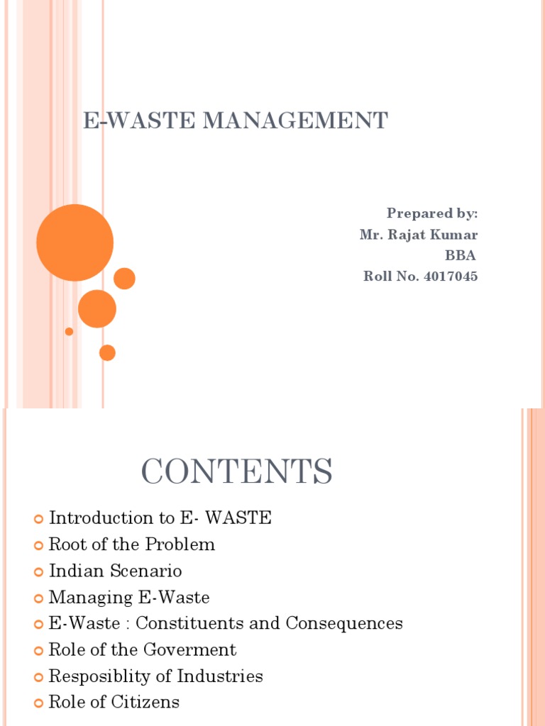 E Waste Management | Download Free PDF | Electronic Waste | Waste ...