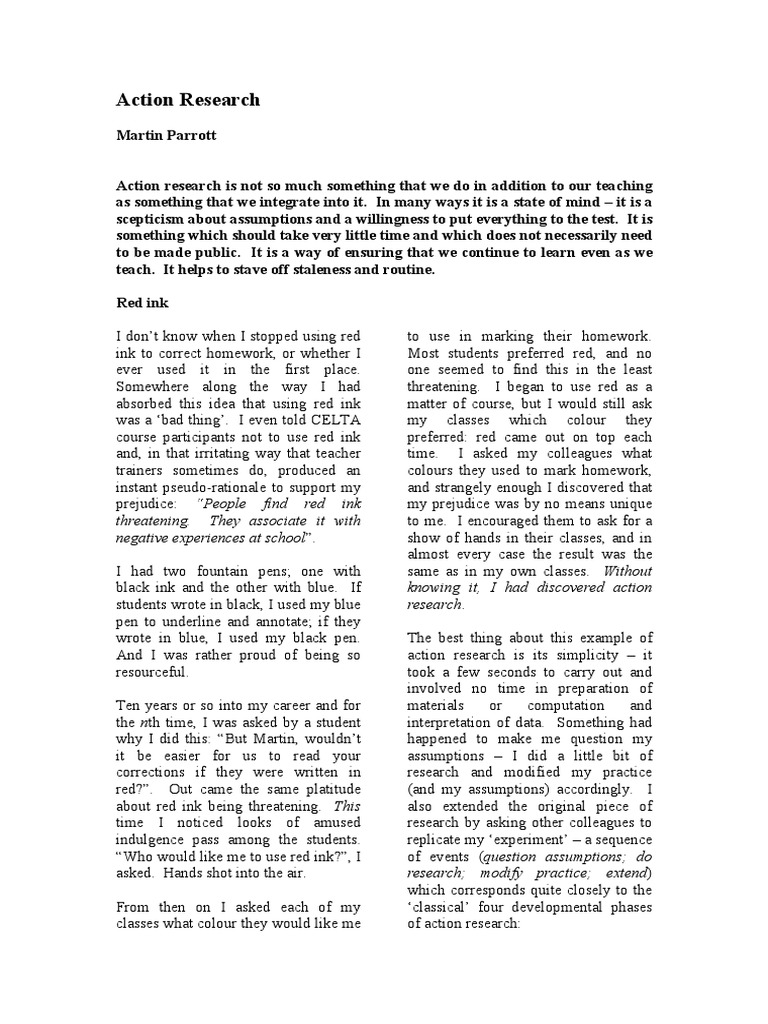 Evaluating Teaching Practices through Simple Action Research: Red Ink ...