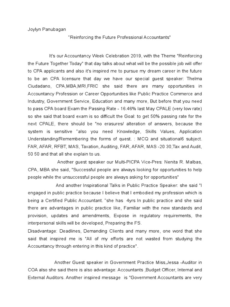 Reflection | PDF | Certified Public Accountant | Accounting