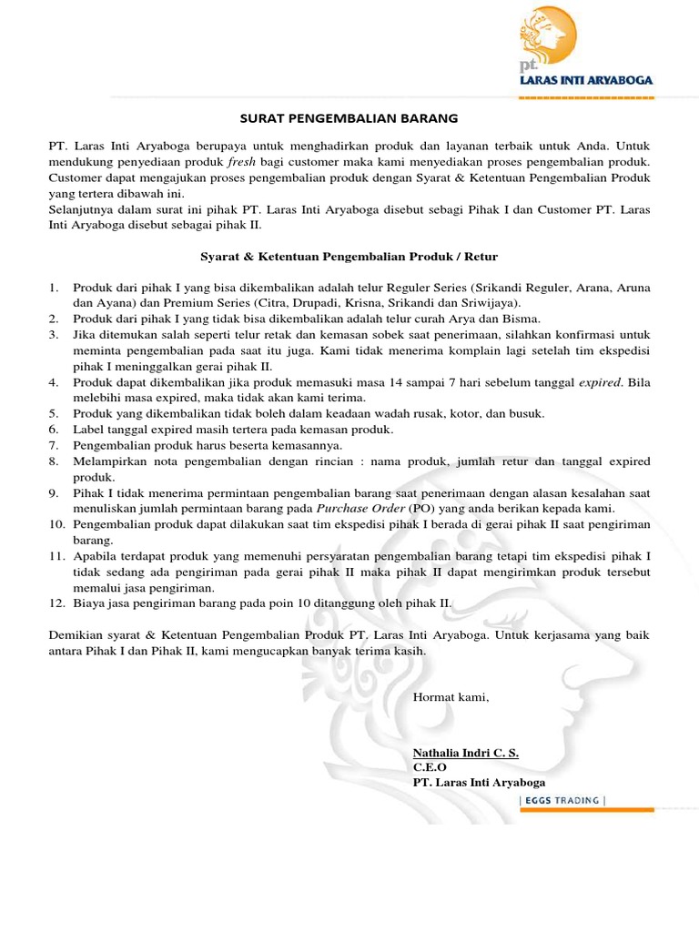Surat Retur Barang | PDF