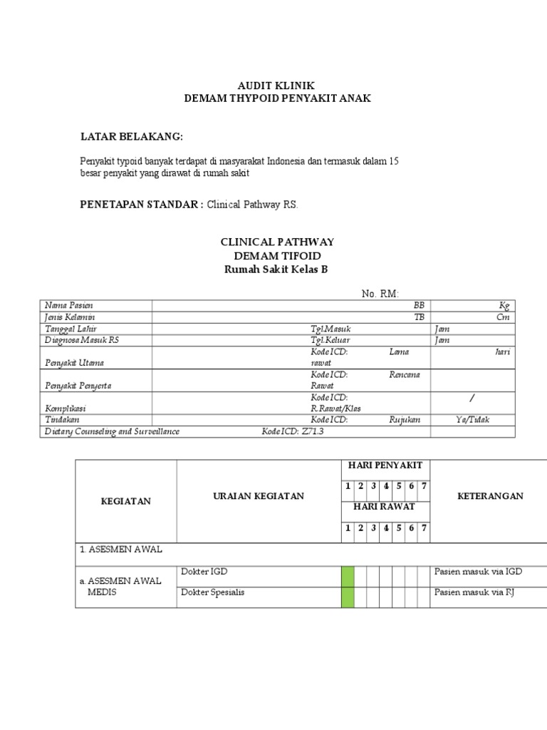 Contoh Laporan Audit Klinis THYPOID Anak | PDF