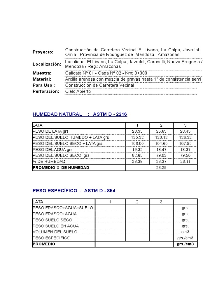 Cálculo de CBR para Carreteras en Excel | PDF | Materiales naturales ...