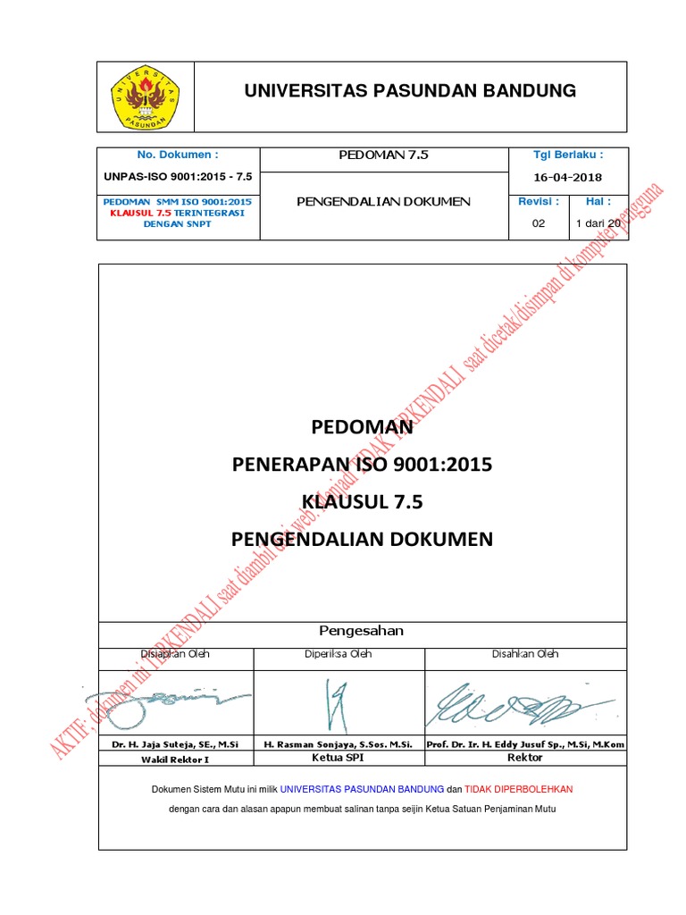 Klausul 7.5. PENGENDALIAN DOKUMEN | PDF
