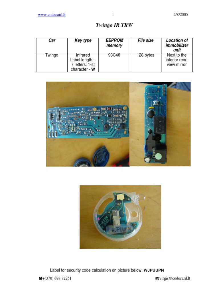 Renault Immobilizer Code Guide | PDF | Microcontroller | Motor Vehicle