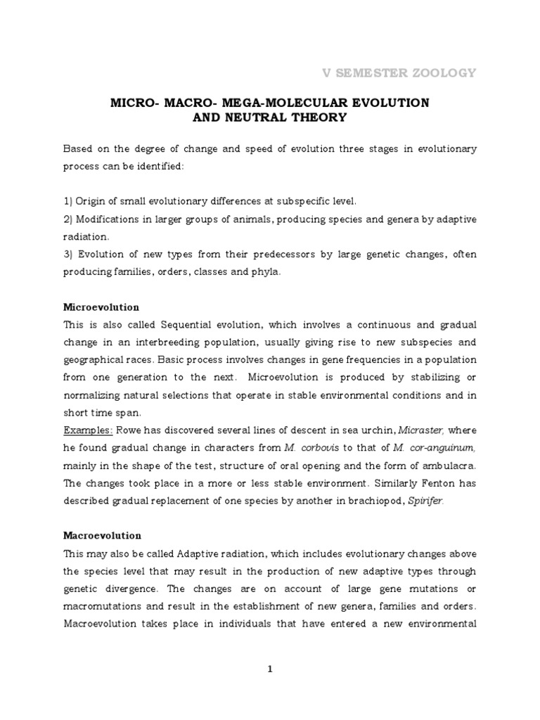 Notes On Micro and Macro Evolution | PDF | Paleontological Concepts And ...