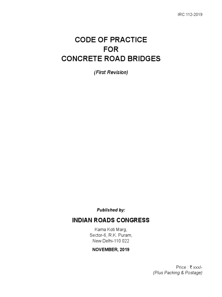 IRC:112-2019 Code for Concrete Bridges | PDF | Deformation (Engineering ...
