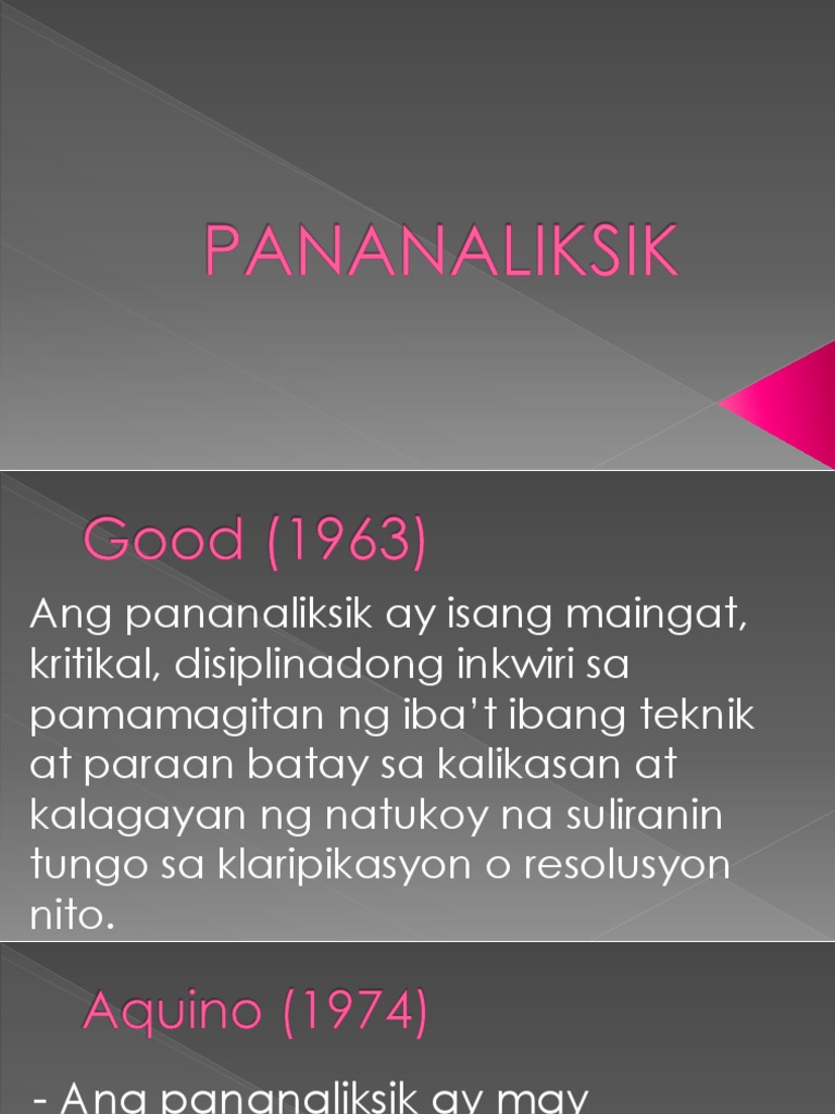 PANANALIKSIK | PDF