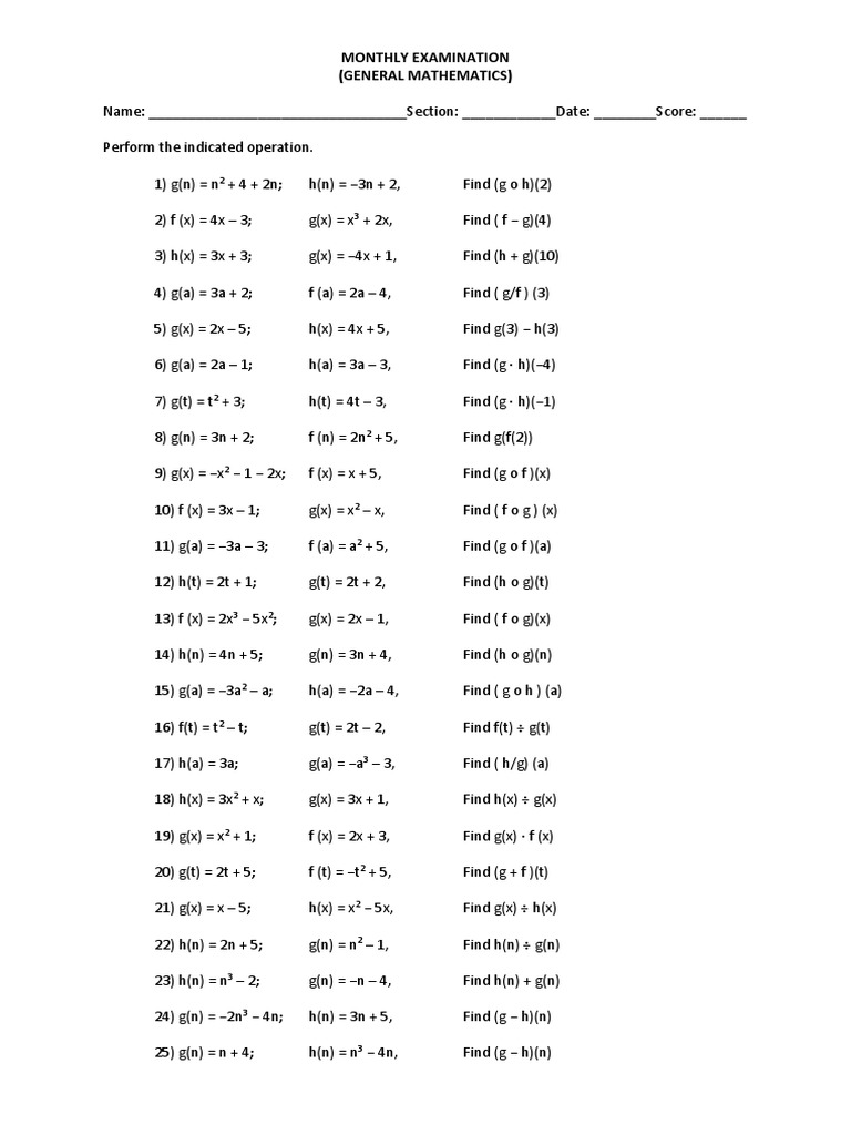 Gen Math Composite Funtions | PDF | Arithmetic | Teaching Mathematics
