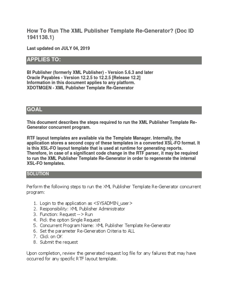 XML Publisher Re-Generator | PDF