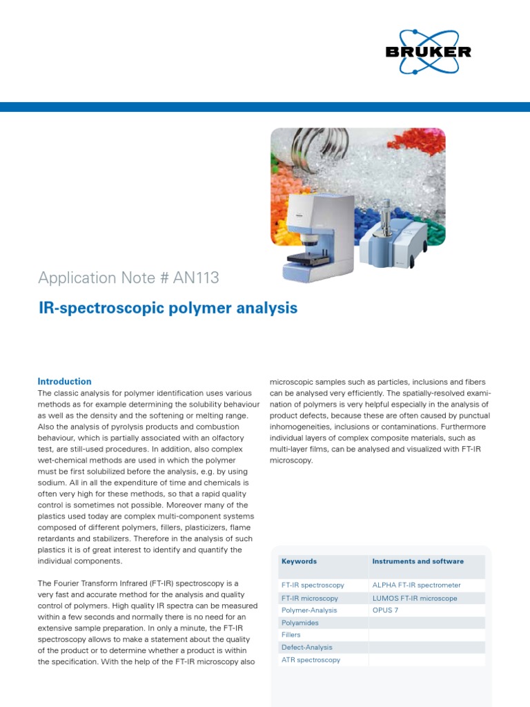 Application Note # AN113: IR-spectroscopic Polymer Analysis | PDF ...