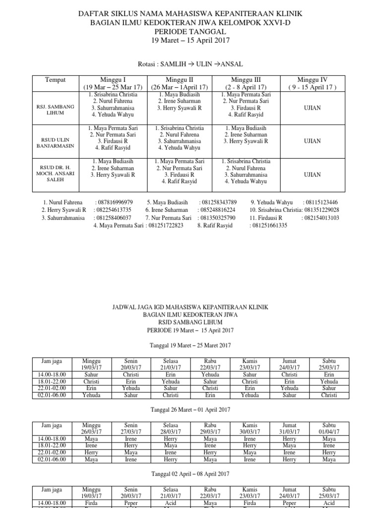 Draf Jadwal | PDF