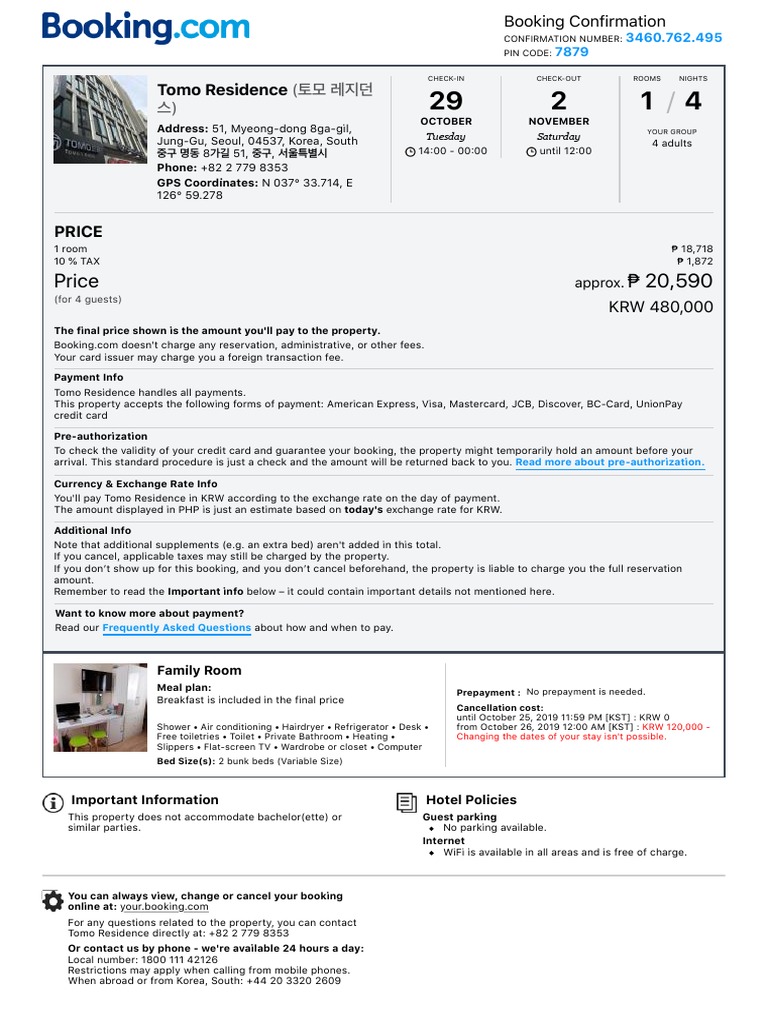 Booking #3460762495 | PDF | Credit Card | Financial Technology