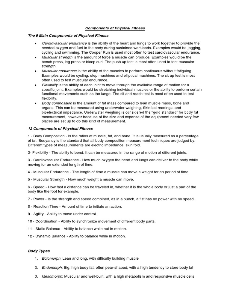 Components of Physical Fitness | PDF | Muscle | Flexibility (Anatomy)