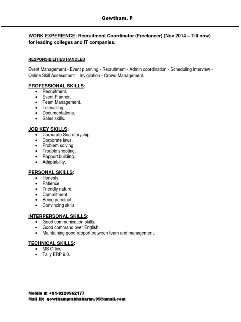 Gowtham CV Nov 2017 | PDF | Cognition