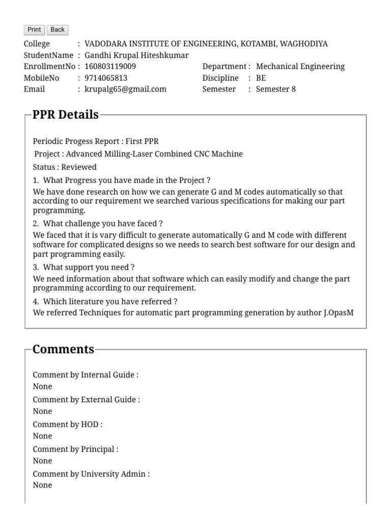 PPR Details: Print Back | PDF