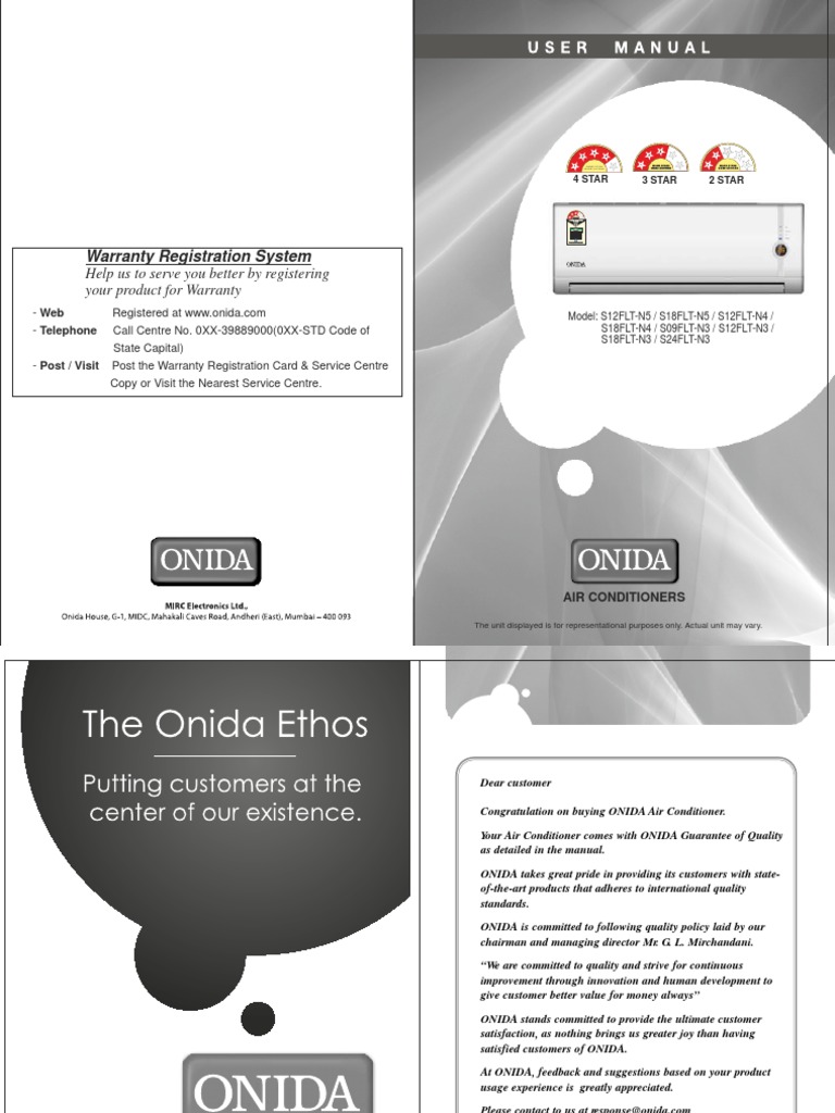 Onida AC Manual PDF | PDF | Air Conditioning | Pipe (Fluid Conveyance)
