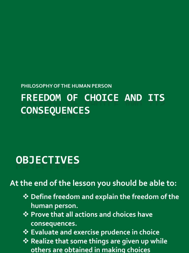 Freedom of Choice and Its Consequences: Philosophy of The Human Person ...