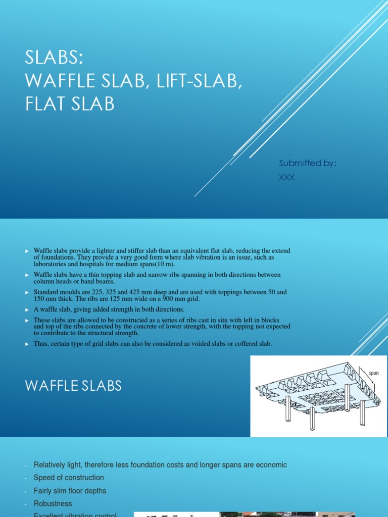 Slabs: Waffle Slab, Lift-Slab, Flat Slab: Submitted By: XXX | PDF ...