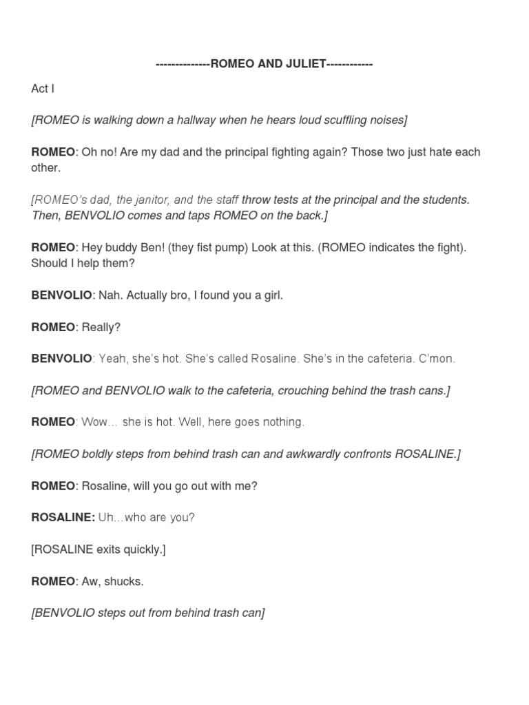 Romeo and Juliet Script 1 | PDF | Characters In Romeo And Juliet ...