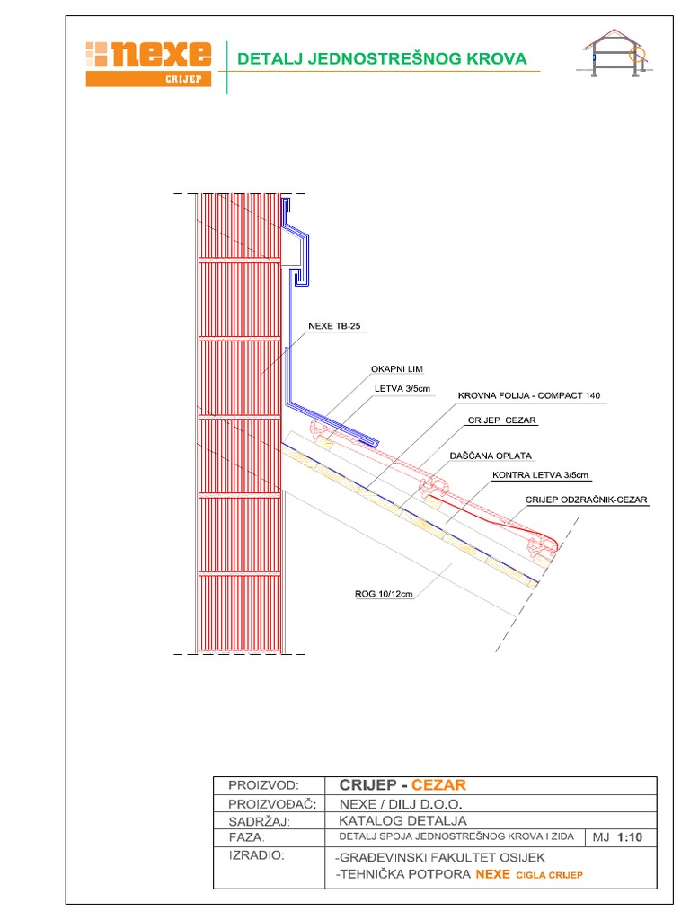 Detalj Jednostrešnog Krova PDF | PDF