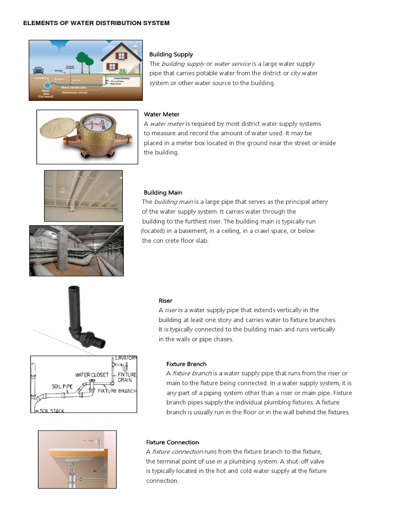 Elements of Water Distribution System | PDF | Plumbing | Drinking Water