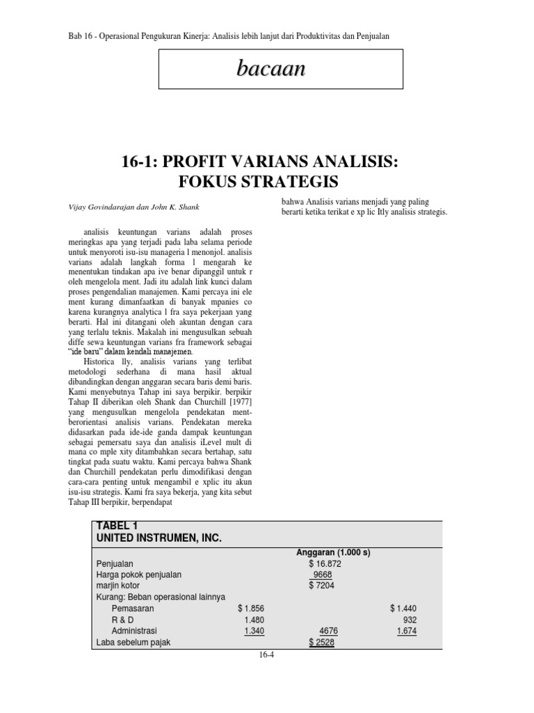Guide1 Govindarajan PROFIT VARIANCE ANALYSIS Dikonversi - En.id | PDF
