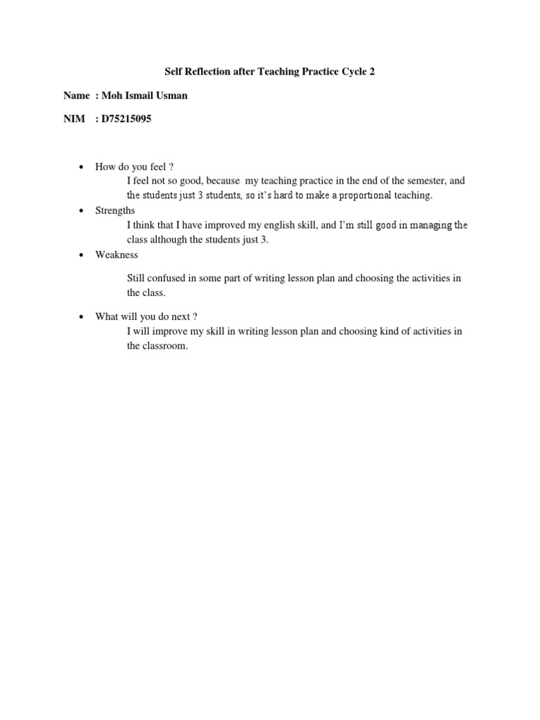 Self Reflection After Teaching Practice Cycle 2 | PDF