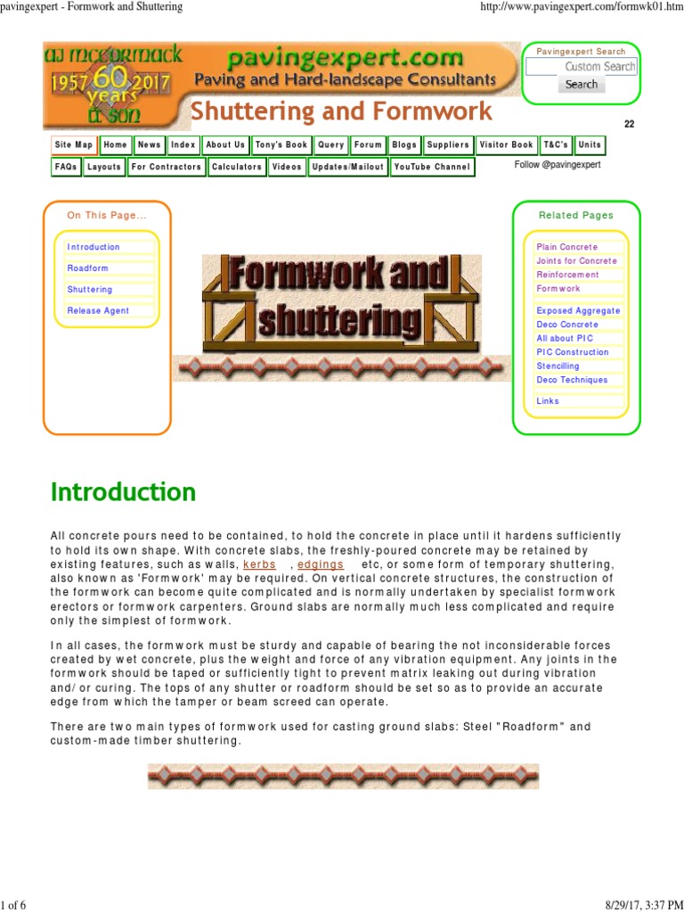 Pavingexpert - Formwork and Shuttering | PDF | Concrete | Engineering