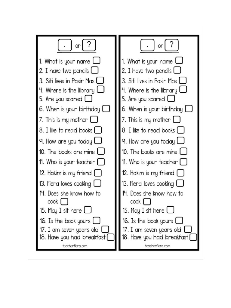 Question Mark Exercises | PDF