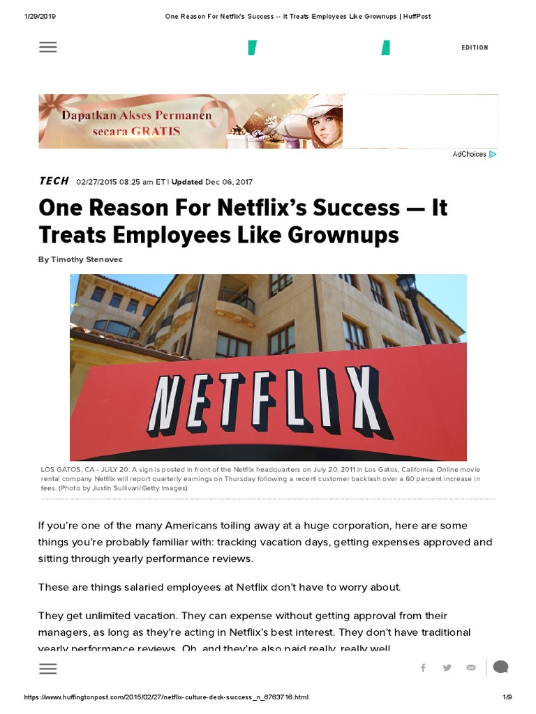 One Reason For Netflix's Success - It Treats Employees Like Grownups ...