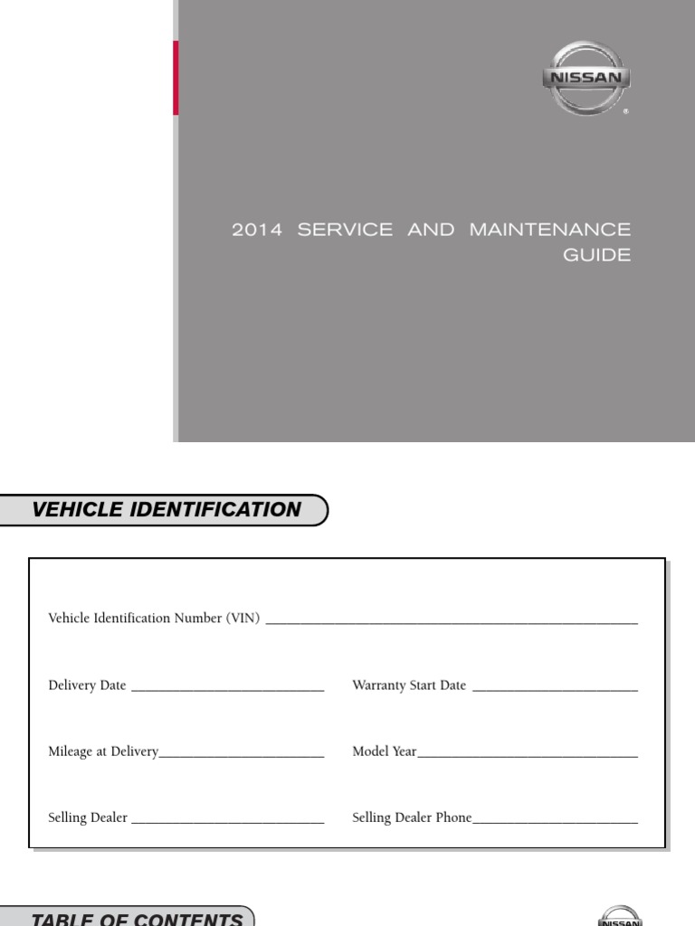 2014 Nissan Service Maintenance Guide PDF | PDF | Four Wheel Drive | Brake