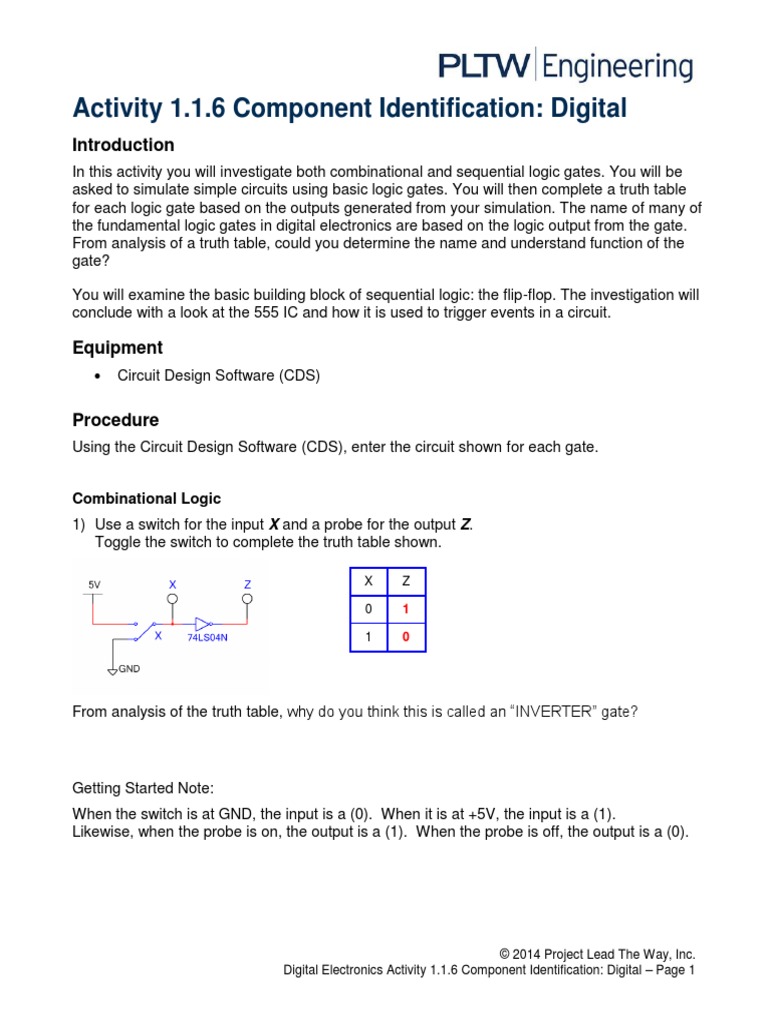 Activity 1.1.6 Component Identification: Digital: Combinational Logic ...