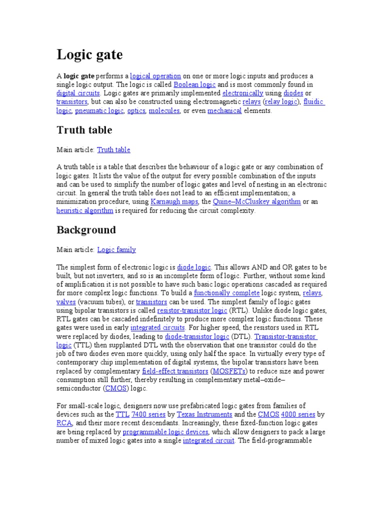 Logic Gate | PDF | Logic Gate | Boolean Algebra