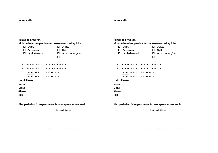 Surat Rujukan Rontgen Gigi | PDF