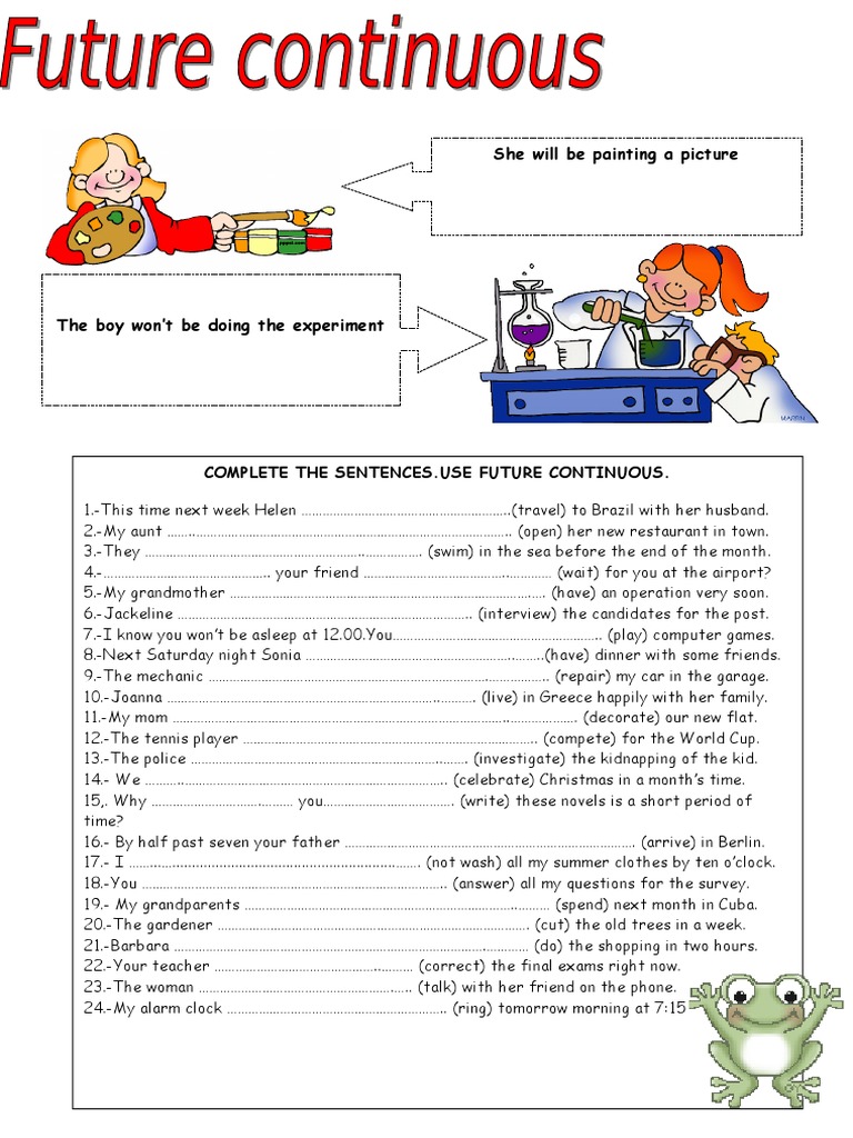 Future Continuous-Exercise | PDF | Games & Activities | Language Arts ...