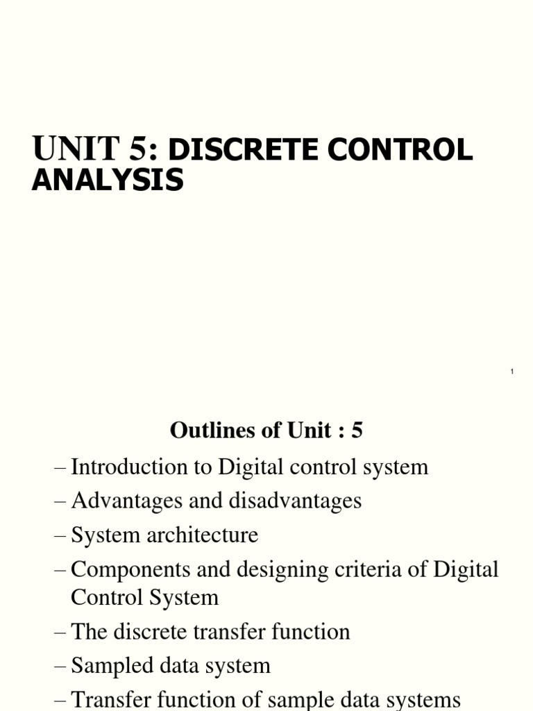Unit 5 Discrete Control Analysis | PDF | Discrete Time And Continuous ...