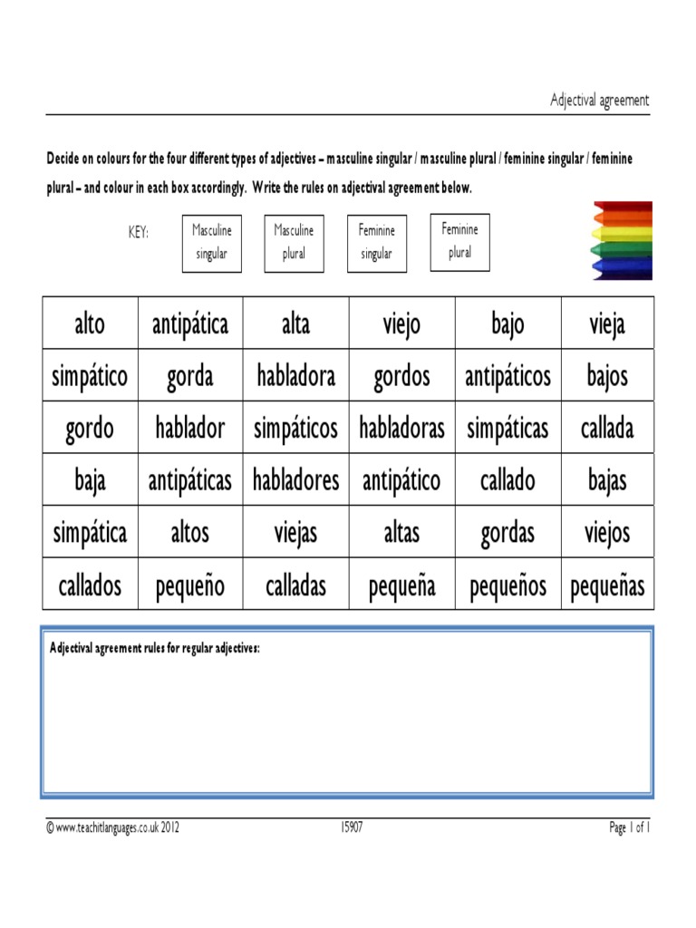Adjectives and Agreement | PDF | Grammatical Gender | Grammatical Number